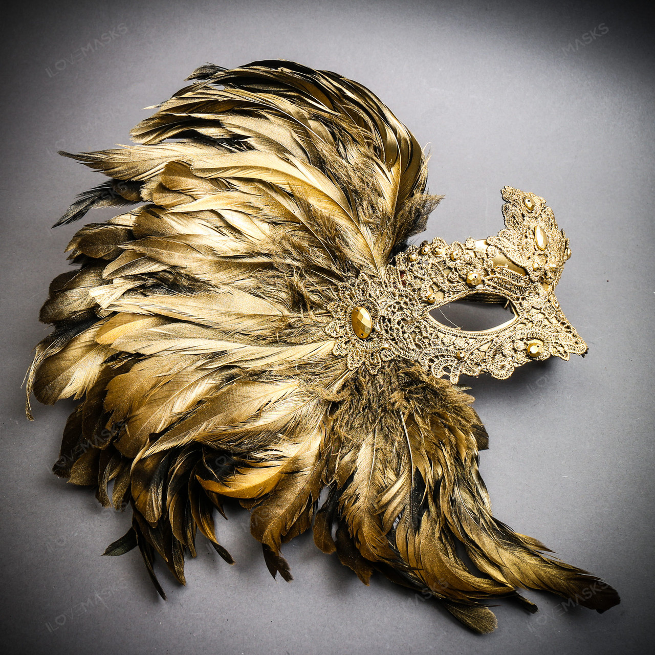 Luxury Venice Women Carnival Masquerade Venetian Mask with side Feather ...