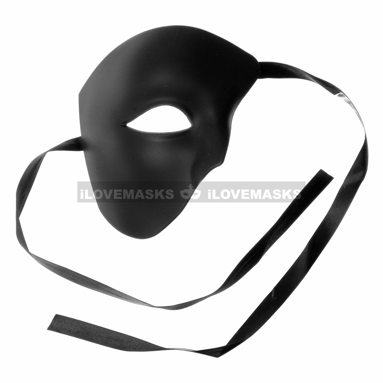Phantom Venetian Masquerade Half Face Mask - Black