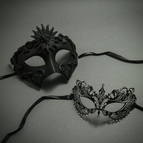 Black Roman Greek Warrior Mask and Laser Cut Filigree Princess Mask ...