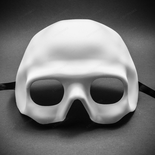 Halloween Skull Half Face Mask Masquerade Day of the Dead - White