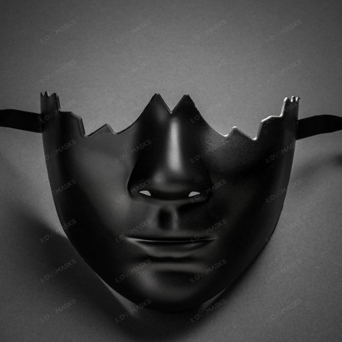 Unpainted Lower Half Face Costume Masks Masquerade - Black