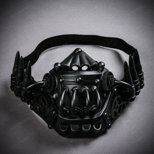 Steampunk Half Lower Jaw Mask - Black - ILOVEMASKS.COM