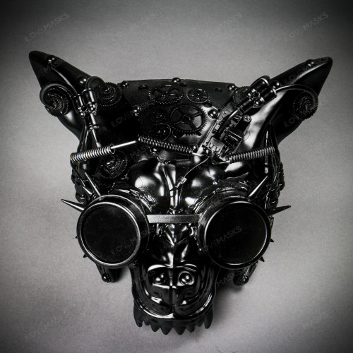 Angry Wolf Steampunk Robotic Goggles Masquerade Mask - Black ...