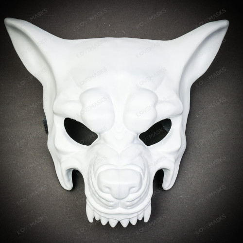 Angry Metallic Wolf Masquerade Mask - Black
