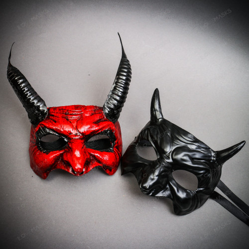 Halloween RED Masquerade Demon Devil Halloween Cosplay Costume Party Masks