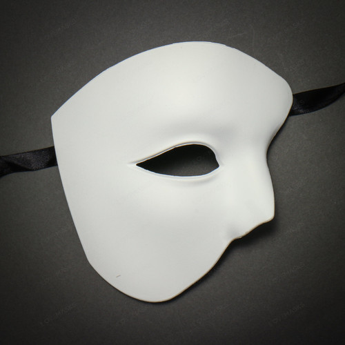 White Half Face One Eye Phantom of The Opera Masquerade Venetian Mardi ...