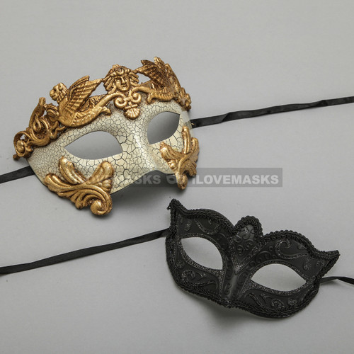 Gold Warrior Roman Greek Masquerade Mask & Black Glitter Venetian Eyes ...