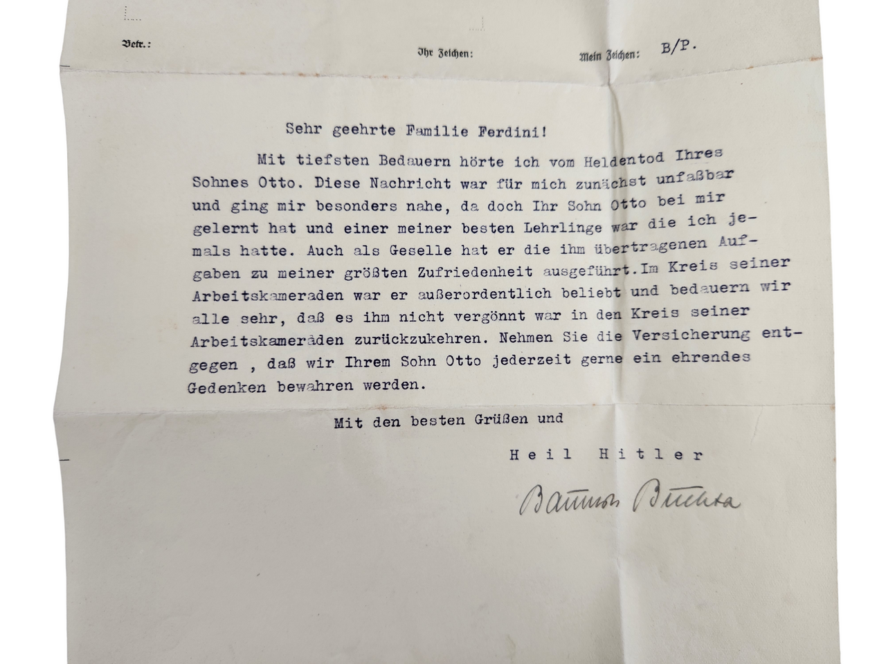 Panzer Issued Award Sports Document Group