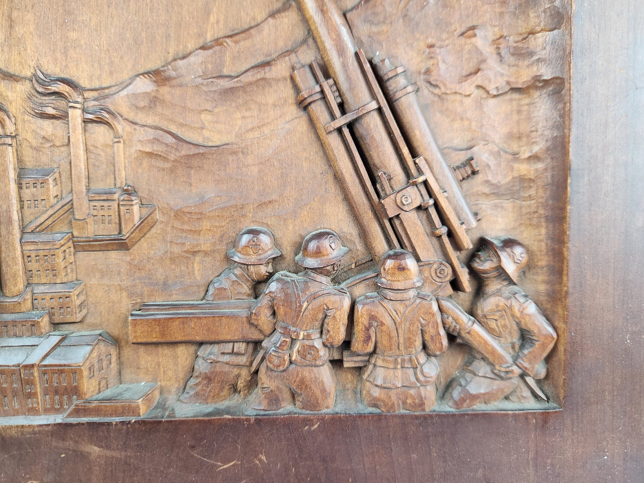 Large Hand Carved Wooden Flak Plaque