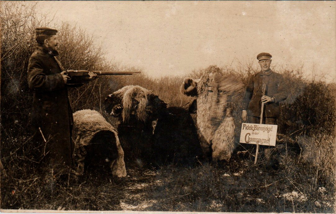 Imperial German Camo Bear Hunting Postcard - Hanna's Militaria