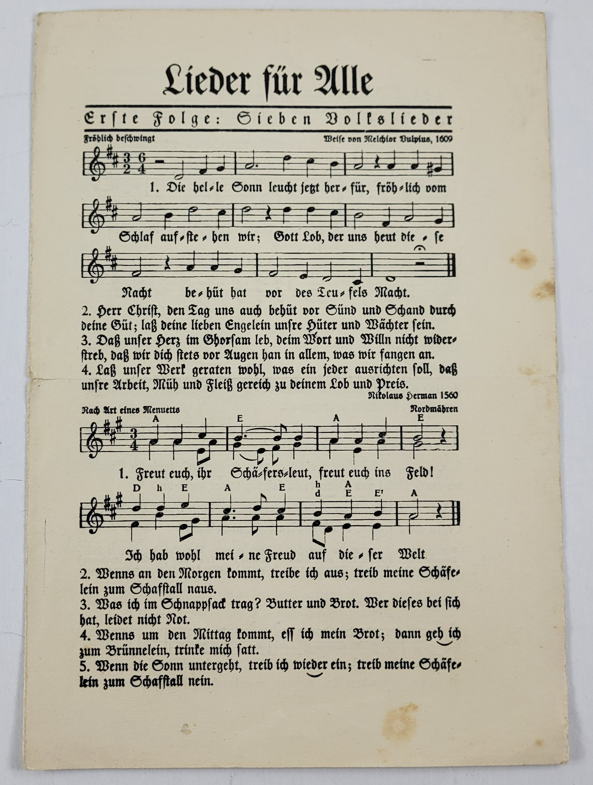 WW2 German Songsheet - Songs of the Hitler Youth (Young Girls No 15)