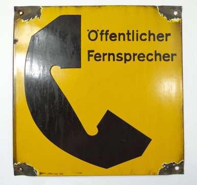 Large Enamel German Telephone Sign