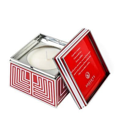 Remarkable Red Soziety Trapezoid Tin Votivo Candle - Candles To My Door