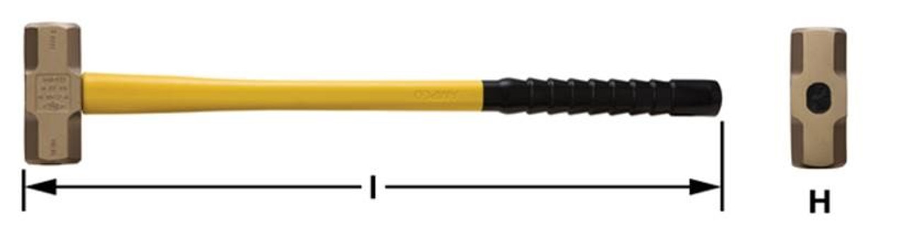 Hammer Sledge 15Lb 33 OAL Non Sparking Non Magnetic H 73FG First Industrial Supplies