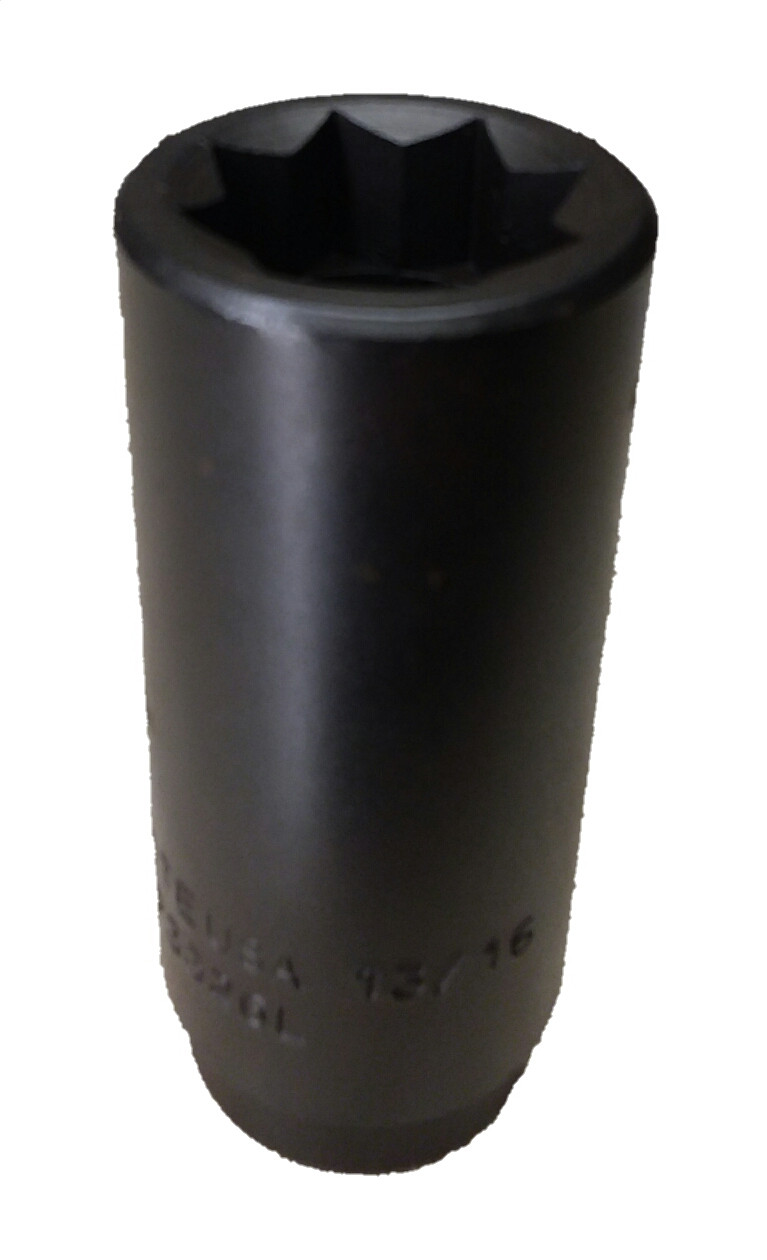 1/2" Drive X 13/16" 8 Point, 3.5" Overall Length Deep Lineman Socket ...