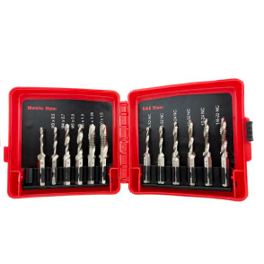 12 Piece Combined Drill Tap and Countersink Set with 1/4" Quick Change ...