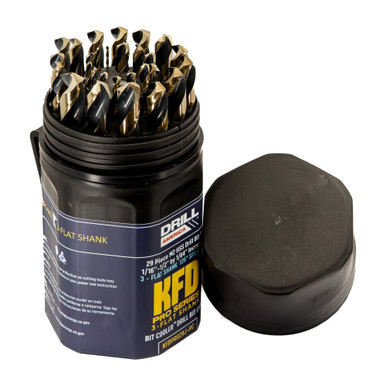 29 Piece Bit Cooler HSS Black & Gold KFD PRO 3-Flat Split Point Jobber ...