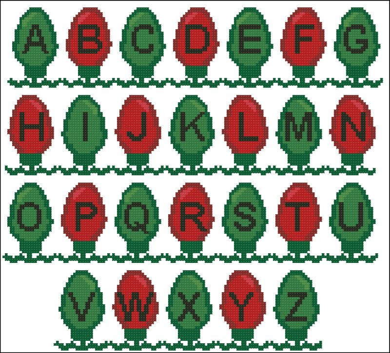 Christmas Lights Alphabet - PinoyStitch