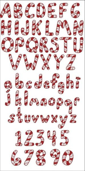 Peppermint Canes Alphabet - PinoyStitch