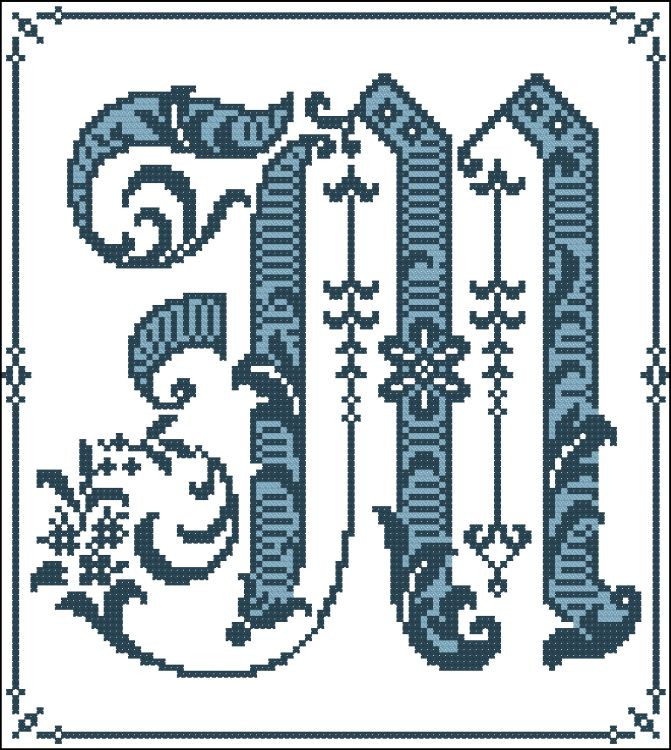 Gothic Alphabet M - PinoyStitch