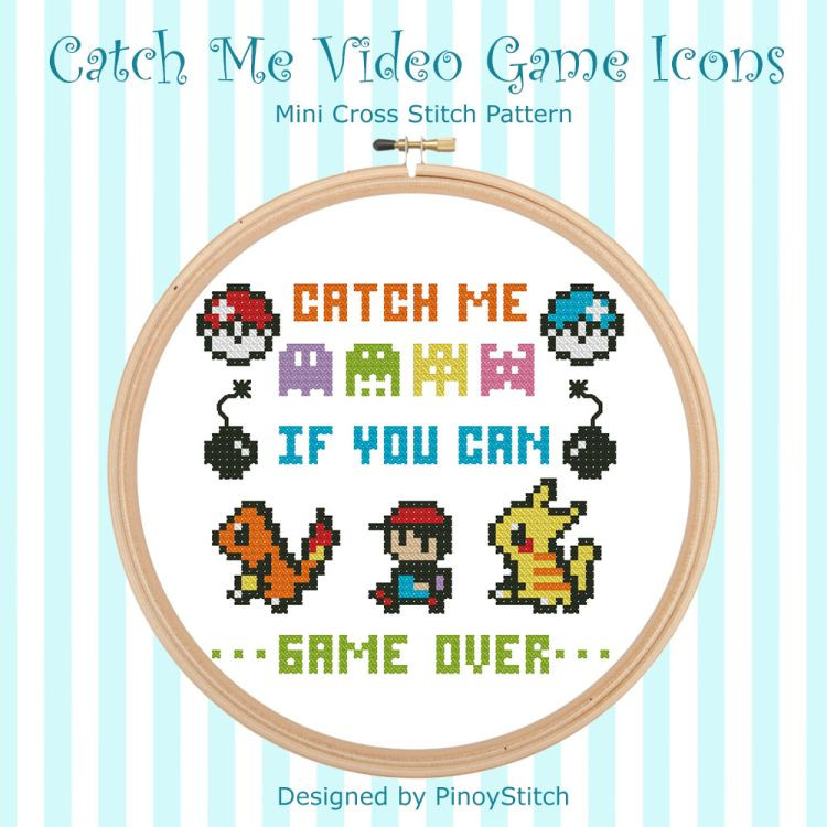 Catch Me Video Game Icons Cross Stitch Pattern - PinoyStitch