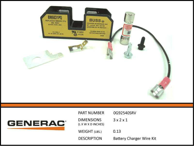 Generac 0G92540SRV Battery Charger Wire Kit
