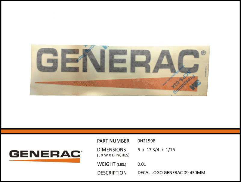 Generac 0H2159B Logo Decal