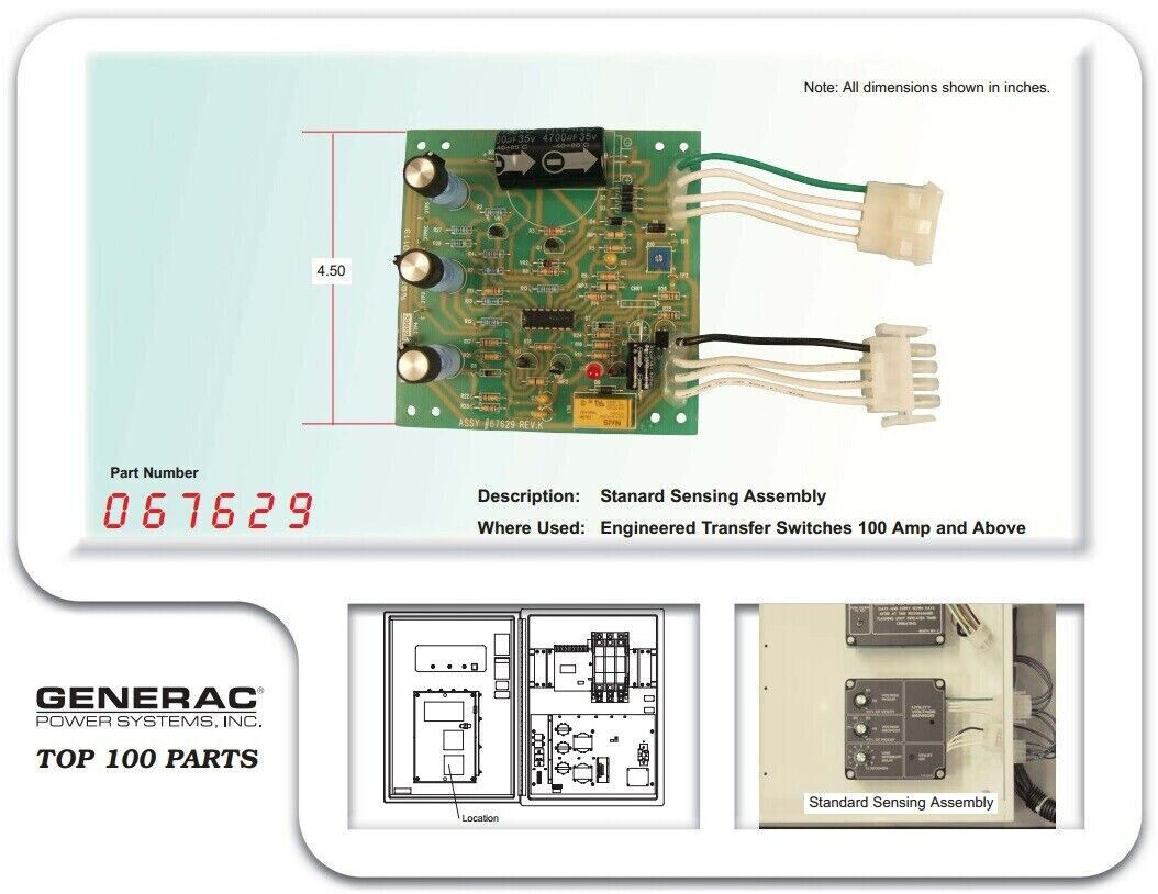 Generac 0676290SRV Utility Voltage Sensing PCB For GTS Transfer Switch