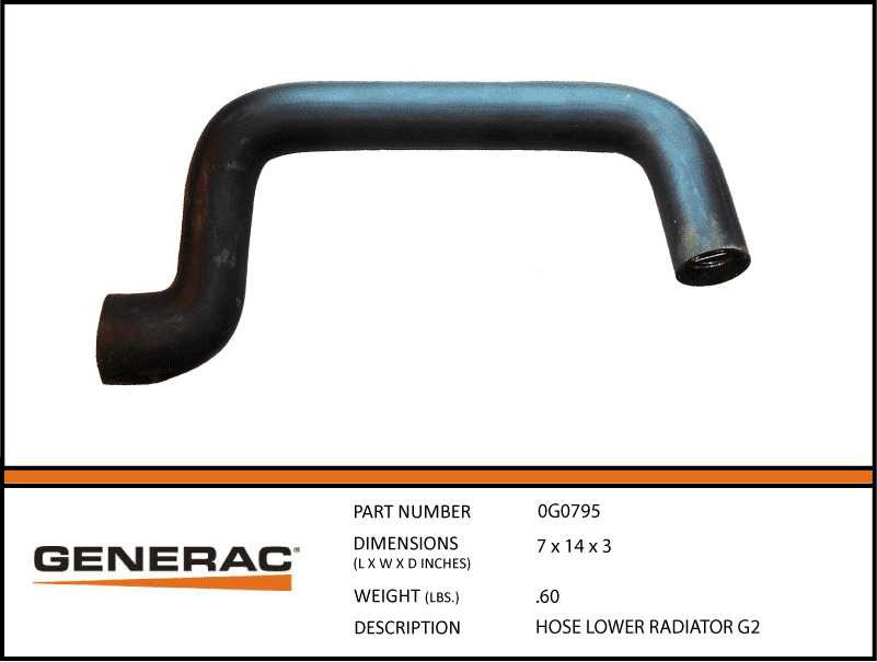 Generac 0G0795 Lower Radiator Hose