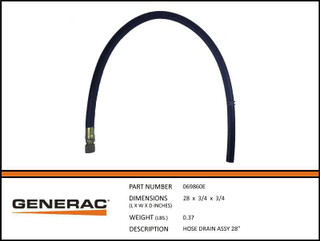 Generac 069860E Oil Drain 28 Inch (Prep) Hose Assembly