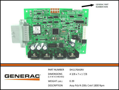 Generac 0H1176ASRV PCB R-200 Controller for 1800 Rpm units.