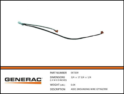 Generac 0E7209 Grounding Wire Gt760/990 Assembly