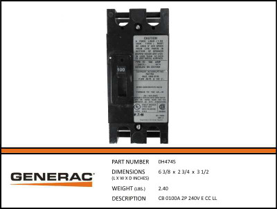 Generac 0H4745 Circuit Board 0100A 2P 240V E CC LL