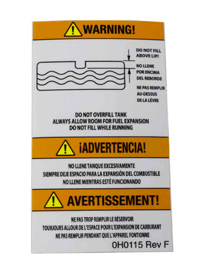 Decal Fuel Overflow Trilingual