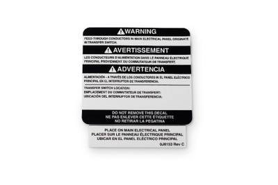 Generac 0J6153 Through Conductors Warning Decal