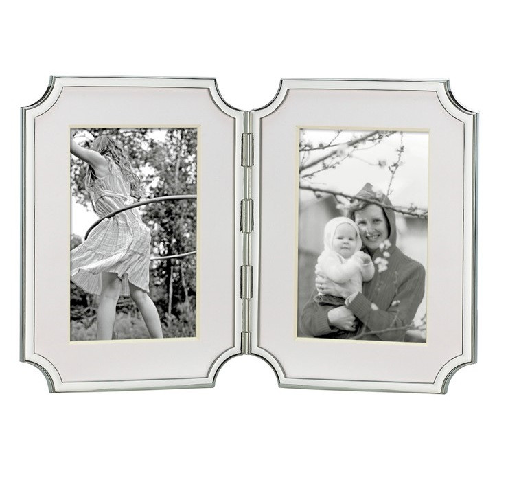 Luxury Picture Frame 4x6 Double Hinged Silver Plate Kate Spade