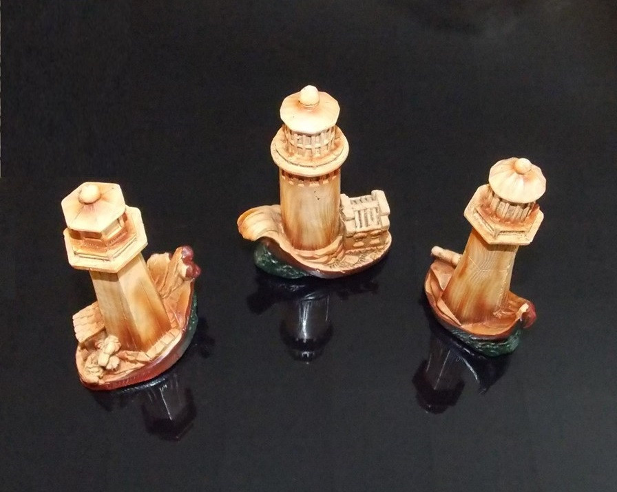 Home Decor Carved Lighthouse Figurine Set