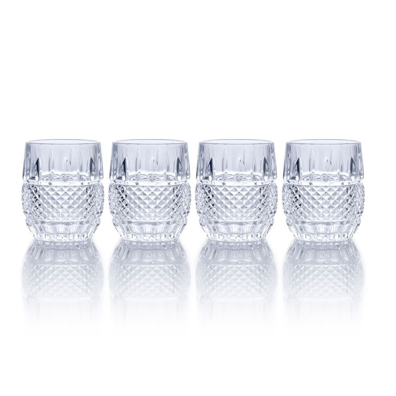 Delano Barrel Cut Double Old Fashioned Crystal Glass Set Of 4
