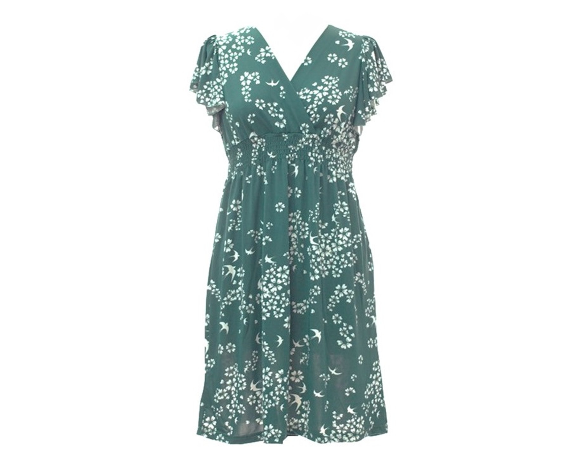 Women's Flutter Sleeve Dresses Midi Surplice Floral Sizes S-3X