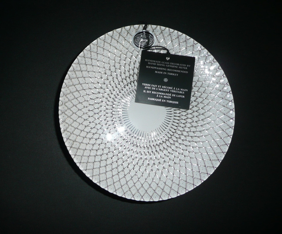 Footed Glass Plate Hand Decorated Glassware