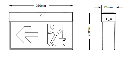 Tradelike RAMBO 3W LED Emergency Exit Sign Black - UR Lighting