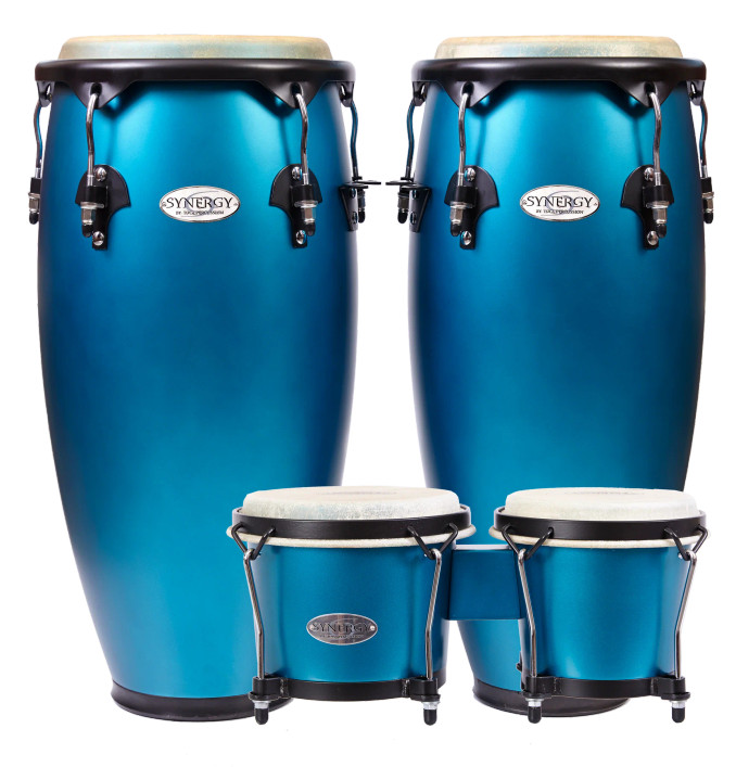 Toca Synergy Wood Conga and Bongo Set, 10"/11" - Matte Ocean Blue ...