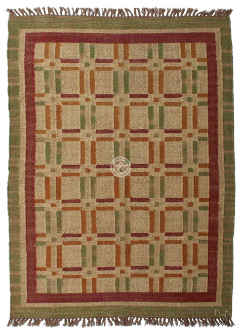 Wool/Jute Panja Weave Durrie W/ Fringe (Antique Look)-MH-11436 - 1.6 X ...