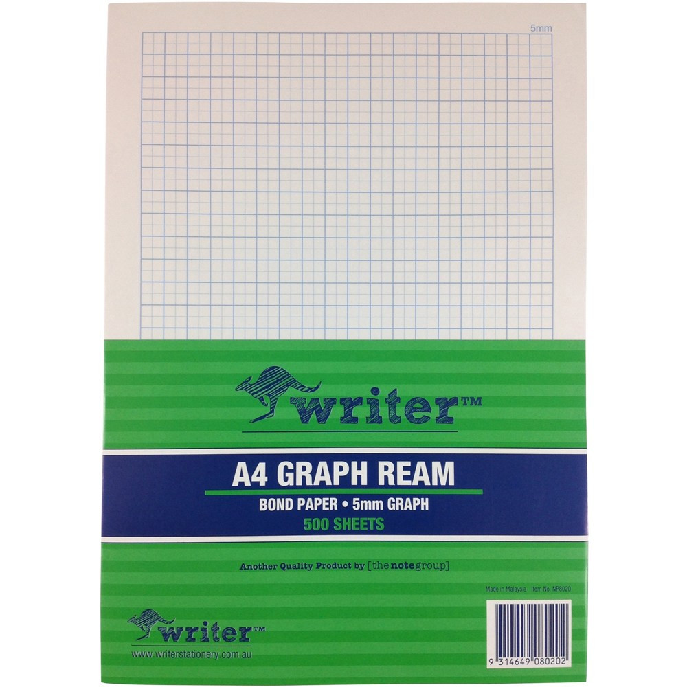 Writer A4 Graph Paper 10mm Portrait Ruled Ream 500