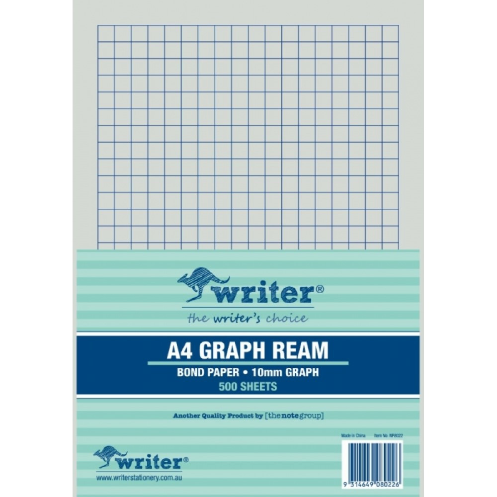 Writer A4 Graph Paper 10mm Portrait Ruled Ream 500