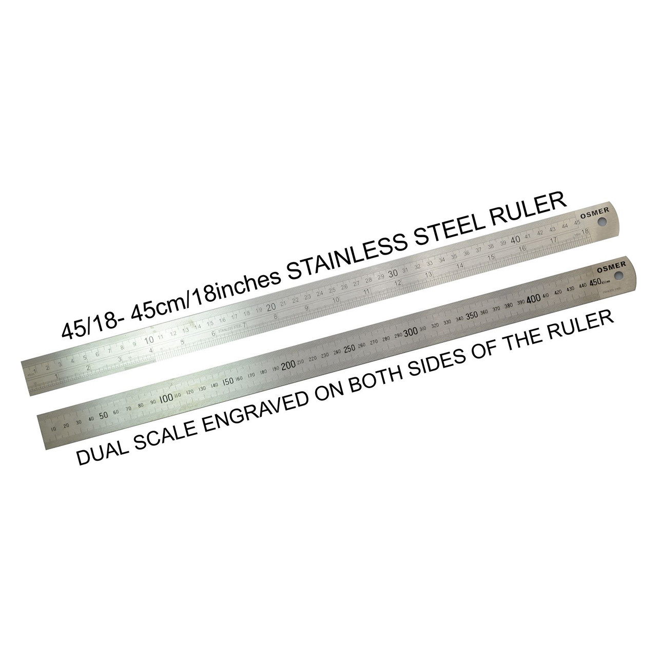 Osmer Ruler 45cm Dual Scale SS Pack 12 | Mega Office Supplies
