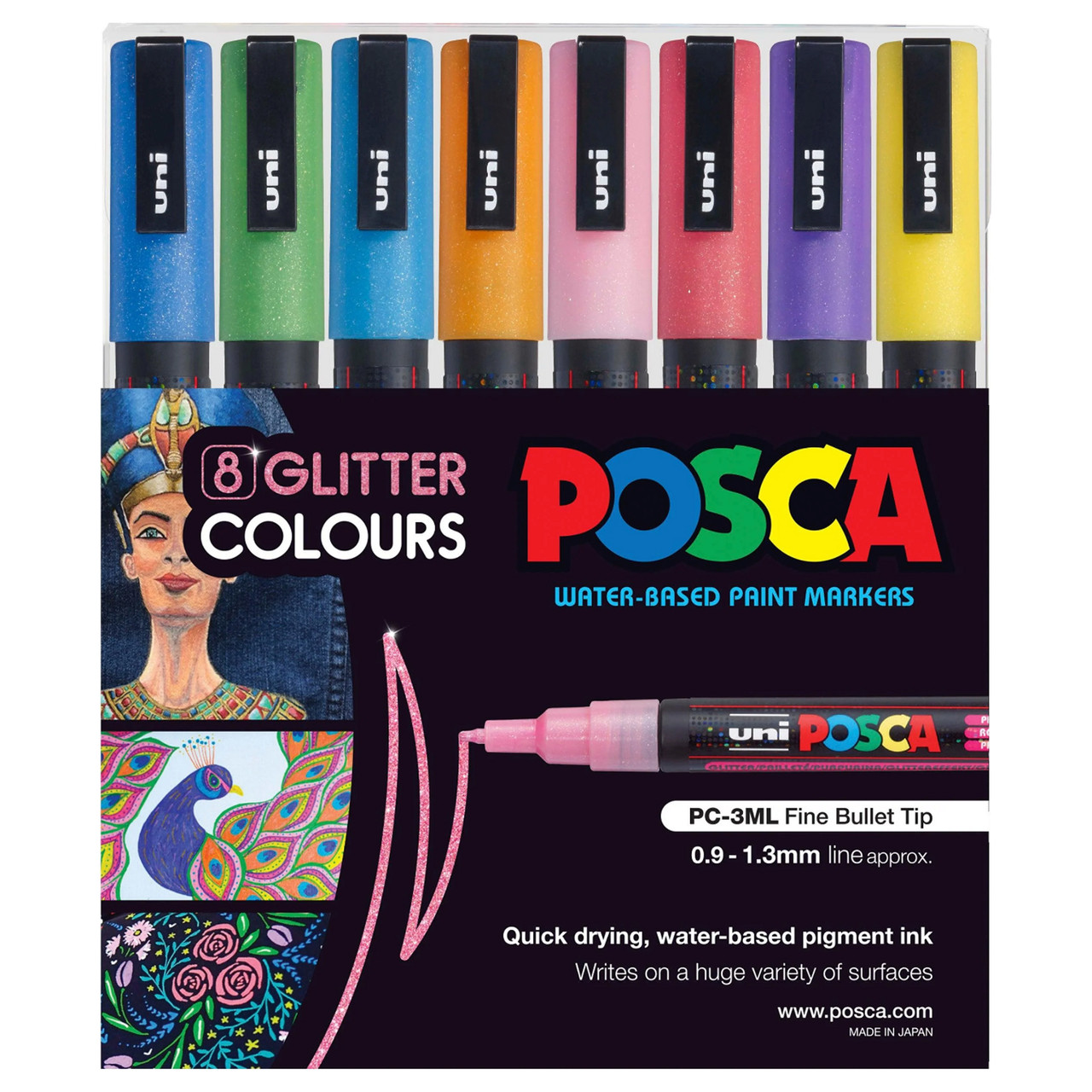 PC-3M Paint Marker Pen Fine Glitter Asstd Wlt8 | Mega Office Supplies