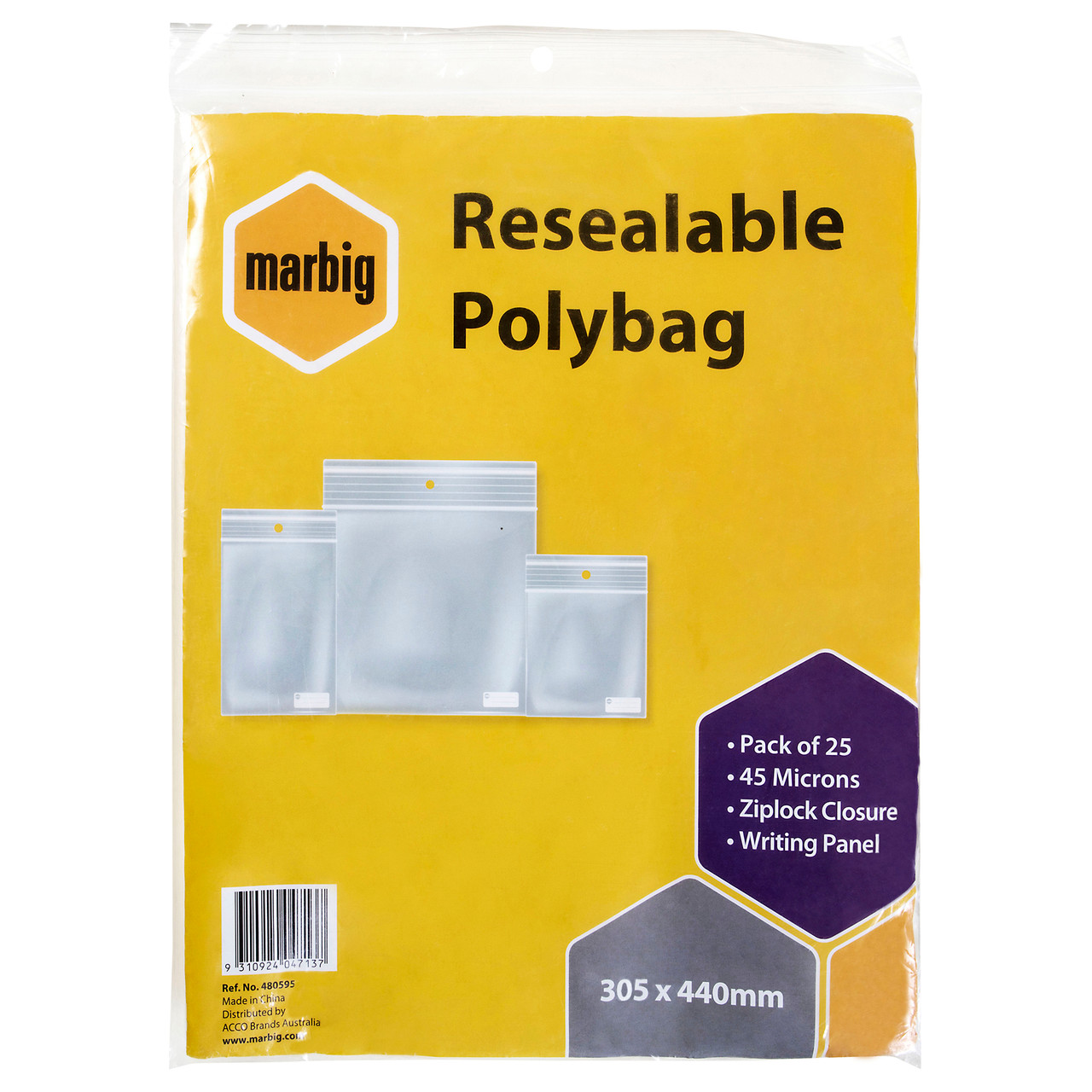 Mbg Resealable Polybags 305x440mm W/Panel Pk25 | Mega Office Supplies