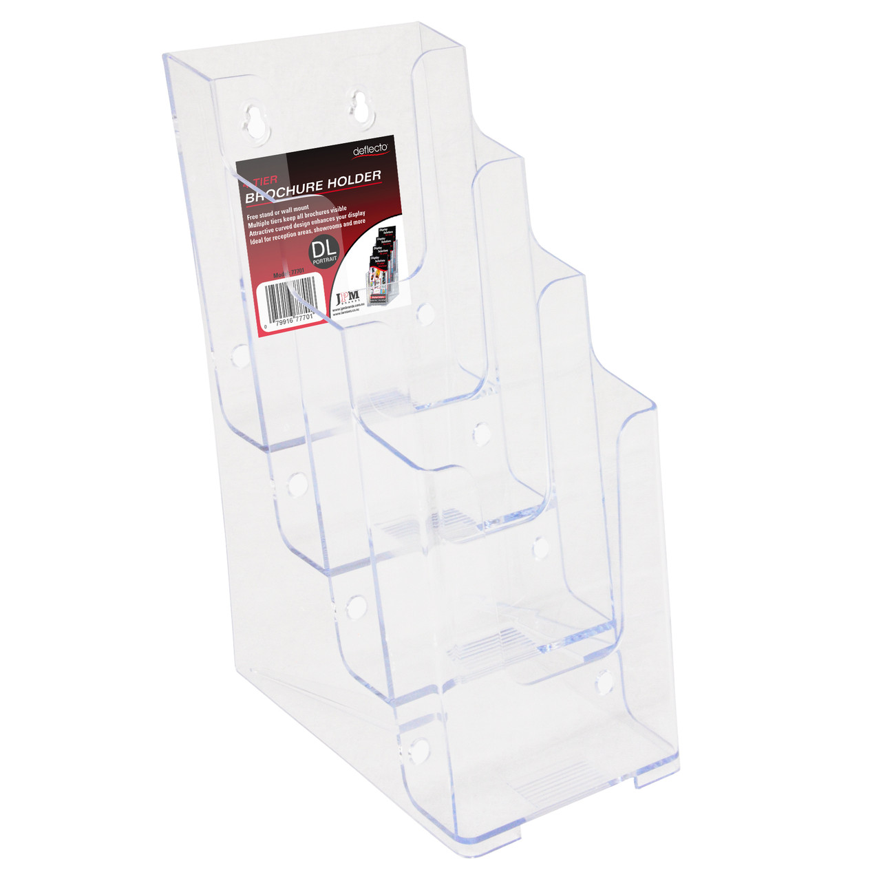 JPM Deflecto 4 Pocket 4 Tier DL Brochure Holder | Mega Office Supplies