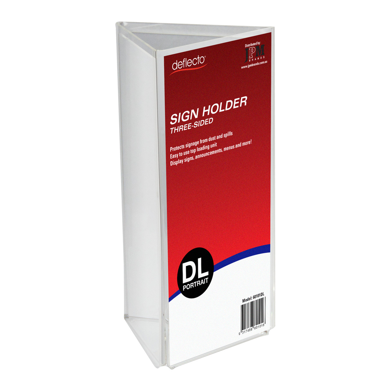 JPM Deflecto Triangular 3-Sided Sign Holder - DL Portrait | Mega Office ...